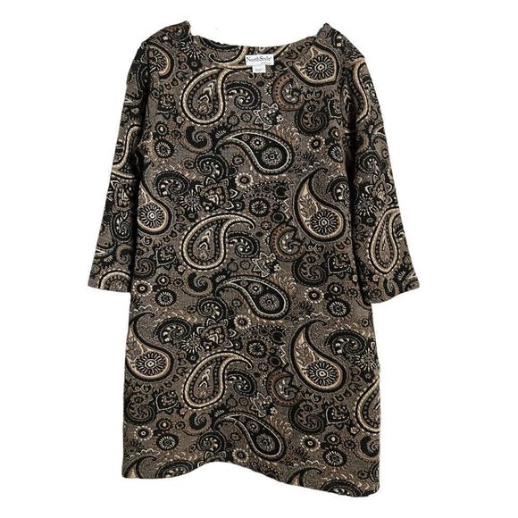 NorthStyle | Tops | North Stylebrown Black Jaquard Paisley Print A Line ...